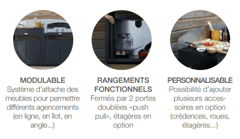 Cuisine Extérieure d'angle LE MARQUIER 5 éléments DUO (inox)